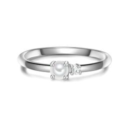 Glanzst&uuml;cke M&uuml;nchen Glanzst&uuml;cke M&uuml;nchen Ring aus Sterling Silber mit Zirkonia und S&uuml;&szlig;wasser-Zuchtperle in silber | Gr.: 50