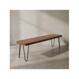 KADIMA DESIGN itzbank Massivholz | Landhausstil, Metallbeine, Verschiedene Gr&ouml;&szlig;en in Braun | Gr.: 180 x 40 x 45 cm