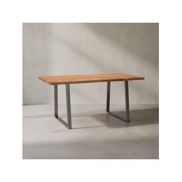 KADIMA DESIGN Esstisch Akazie Industrial Naturholz Baumkante, Metallgestell | Gr.: 160 x 80 x 76 cm