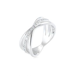 Elli Premium Damen Fingerring &raquo;Wickelring Blogger Kristalle 925 Silber&laquo; silber
