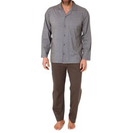Normann Langarm Schlafanzug Pyjama zum durchkn&ouml;pfen - 77986 in dunkelgrau | Gr.: 50