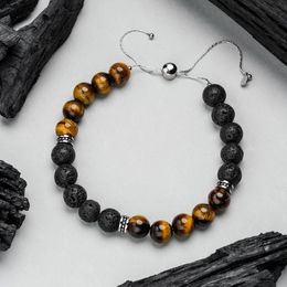 Holzkern Armb&auml;nder Herren Lava und Tigerauge