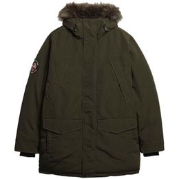 Superdry Damen Parka &raquo;EVEREST FAUX FUR PARKA JACKET&laquo; mit Kapuze Kunstfaser, loose fit gr&uuml;n S