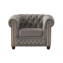 S-STYLE Chesterfield Sessel Cleo Blink &brvbar; grau &brvbar; Ma&szlig;e (cm): B: 104 H: 72 &raquo; H&ouml;ffner
