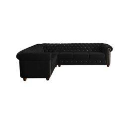 S-STYLE Chesterfield Ecksofa Cleo Blink &brvbar; schwarz &brvbar; Ma&szlig;e (cm): B: 264 H: 72 &raquo; H&ouml;ffner