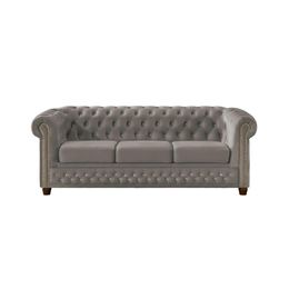 S-STYLE Chesterfield Einzelsofa Cleo Blink &brvbar; grau &brvbar; Ma&szlig;e (cm): B: 203 H: 72 &raquo; H&ouml;ffner