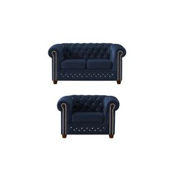 S-STYLE Chesterfield Polstergarnitur 2+1 Cleo Blink &brvbar; blau &brvbar; Ma&szlig;e (cm): B: 148 H: 72 &raquo; H&ouml;ffner