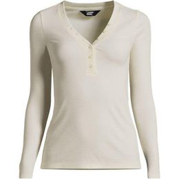 LANDS' END Flie&szlig;endes Doppeljersey-Henleyshirt, Damen,  Wei&szlig;, Elasthan/Polyester/Viskose, by Lands' End
