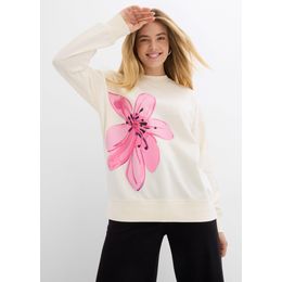 bonprix Oversize-Sweatshirt, wei&szlig;, mit Baumwolle