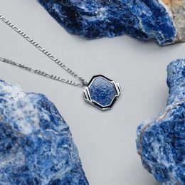 Holzkern Necklaces Herren Silber und Lapislazuli