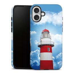 DeinDesign iPhone 16 Plus Handy Panzer Handyh&uuml;lle robuste Outdoor H&uuml;lle Schutzh&uuml;lle gl&auml;nzend Sky Lighthouse Cloud Tough Case