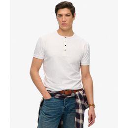 Superdry Herren Baumwolle Kurz&auml;rmeliges Grandad-Oberteil aus Jersey, Wei&szlig; - Gr&ouml;&szlig;e: L 104121050073001C003