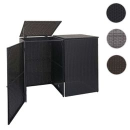 Mendler 2er-M&uuml;lltonnenverkleidung HWC-E25, M&uuml;lltonnenbox M&uuml;lltonnenabdeckung, Poly-Rattan 2x120l ~ Varianten 65257