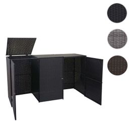 Mendler 3er-M&uuml;lltonnenverkleidung HWC-E25, M&uuml;lltonnenbox M&uuml;lltonnenabdeckung, Poly-Rattan 3x120l ~ Varianten 65260+65261