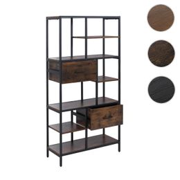 Mendler Regal HWC-P11, Regalschrank B&uuml;cherregal Standregal, Schubladen Industrial MDF Metall Melamin 150x81x 139622
