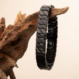 Elegantes Herren Armband Bariton, Wasserfest mit Schwarzer Edelstahl, Geschenksidee f&uuml;r Herren