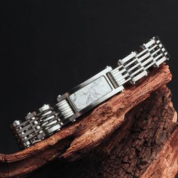 Holzkern Armband Adagio (Wei&szlig;er Marmor/Silber), Naturholz, Damen und Herren, gr&ouml;&szlig;enverstellbar