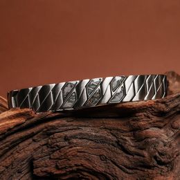 Herrenarmband aus echtem grauen Marmor und Edelstahl in elegantem Silber