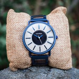 Holzkern; Holzuhr Midnight Sun (Leadwood/Marmor), Unisex, Naturholz