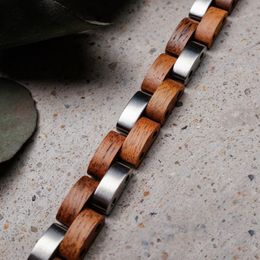 Holzkern Armband Rondo (Koa/Silber), Naturholz, Damen und Herren, gr&ouml;&szlig;enverstellbar