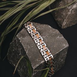 Holzkern Armband Metronom (Koa/Silber), Naturholz, Damen und Herren, gr&ouml;&szlig;enverstellbar