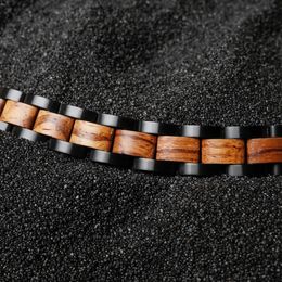 Holzkern Armband Dreiklang (Zebrano/Schwarz), Naturholz, Damen und Herren, gr&ouml;&szlig;enverstellbar