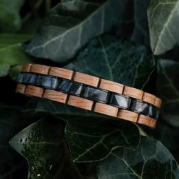 Holzkern Armband Terzett (Eiche/Marmor), Naturholz, Damen und Herren, gr&ouml;&szlig;enverstellbar