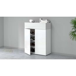 Schuhschrank Home Affaire "Savona", wei&szlig; (wei&szlig; hg, l&auml;rche wei&szlig;), B:76cm H:100cm T:35cm, Spanplatte, Schr&auml;nke, Schuhschrank