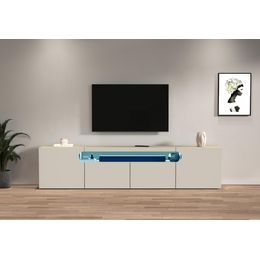 Lowboard Home Affaire "REAL TV-M&ouml;bel, 240 cm breit, 40/60 cm hoch, Hochglanz oder matt", eiche kaschmir, B:240cm H:60cm T:40cm, FSC-zertifizierter Holzwerkstoff, Sideboards, Lowboard, Mit 4 T&uuml;ren, davon 2 abgerundet, die ein ovales offenes Fach bilden