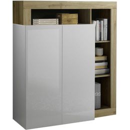 Mehrzweckschrank Home Affaire "Hamburg, Breite 108 cm", braun (wei&szlig;, eiche cadiz nb), B:108cm H:126cm T:42cm, Schr&auml;nke, Mehrzweckschrank, H&ouml;he 126 cm