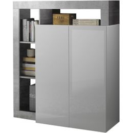 Highboard Home Affaire "Hamburg", grau (wei&szlig;, betonoptik), B:108cm H:126cm T:42cm, Sideboards, Highboard, Breite 108 cm