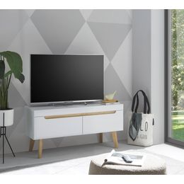 Lowboard Home Affaire "Torge, TV-Unterschrank, TV-Kommode, Fernsehschrank, TV-Board", wei&szlig;, B:107cm H:50cm T:40cm, FSC-zertifizierter Holzwerkstoff, Sideboards, Lowboard, abgeschr&auml;gte F&uuml;&szlig;e, drei Farben, Scandi Design, 107 cm breit