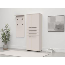 Garderobenschrank OTTO HOME "Opera, Kleiderschrank", beige (kaschmirfarbe), B:76cm H:194cm T:36cm, Kunststoff, MDF, Metall, Spanplatte, Schr&auml;nke, Garderobenschrank, UV-lackiert, hochwertige Beschl&auml;ge, Soft-Close Funktion
