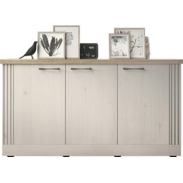 Sideboard OTTO HOME "Country Breite 164 cm, Kommode mit 3 T&uuml;ren, Anrichte im", beige (eiche meringa nb, eiche cadiz nb), B:164cm H:88cm T:44cm, Sideboards, Sideboard, Landhausstil, viel Stauraum, mit Metallgriffe, MDF Rahmen