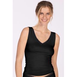 Achselhemd Nina von C. "Simply", Damen, Gr. 36, N-Gr, schwarz, Obermaterial: 48% Baumwolle, 47% Modal, 5% Elasthan, unifarben, bequem, V-Ausschnitt, Unterhemden, basic, weich, elastisch, bequem, eng, mit Spitze, V-Ausschnitt