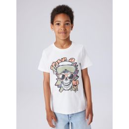 T-Shirt name it "NKMBASTIAN SS TOP BOX PS NOOS", Jungen, Gr. 116, cloud dancer, Jersey, Obermaterial: 100% Baumwolle, bedruckt, unifarben, bequem h&uuml;ftlang, Rundhals, Shirts T-Shirt