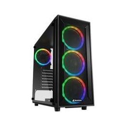 Sharkoon TG4M RGB, Tower-Geh&auml;use schwarz, Seitenteil aus geh&auml;rtetem Glas