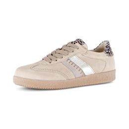 Sneaker Gabor, Damen, Gr. 41, beige, leo, Glattleder, Ziegenveloursleder, animal-print, Schuhe Sneaker, Freizeitschuh, Halbschuh, Schn&uuml;rschuh mit bunten Kontrastbes&auml;tzen