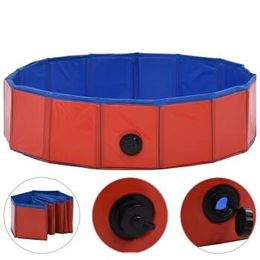 vidaXL Hunde-Pool rot 80 cm, 20 cm