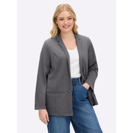 sheego Gro&szlig;e Gr&ouml;&szlig;en Blazer mit Schmuckkn&ouml;pfen, anthrazit, Gr&ouml;&szlig;e 52 - Damen