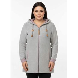 sheego Gro&szlig;e Gr&ouml;&szlig;en Sweatjacke mit Kapuze, steingrau-mauve, Gr&ouml;&szlig;e 46 - Damen