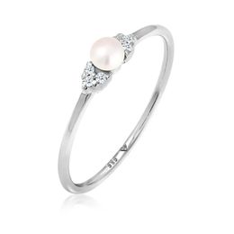 Elli Ringe - Ring Verlobung Perle Diamant (0.03 ct.) 585 Wei&szlig;go - Gr. 56 MM - in Wei&szlig; - f&uuml;r Damen