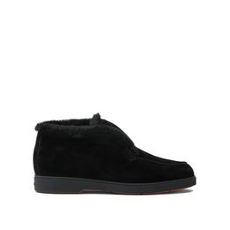 Santoni Low-Top Sneaker - Desert Boot aus Veloursleder mit Pelzfutter - Gr. 36 (EU) - in Schwarz - f&uuml;r Damen