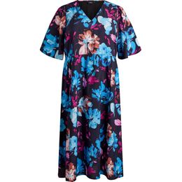 ZIZZI Kleid 'Mclaru' Damen Gr&ouml;&szlig;e 42/44 azur / dunkelpink / rostrot / schwarz Sommerkleid