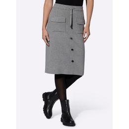 Heine Witt Damen Strickrock mit Zierkn&ouml;pfen, grau-meliert, Gr&ouml;&szlig;e 44