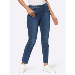 WITT Damen Jeans mit Kontraststickerei auf den Ges&auml;&szlig;taschen, blue-stone-washed, Gr&ouml;&szlig;e 38