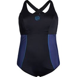 Swim By Zizzi Badeanzug 'SSPORT' Damen Gr&ouml;&szlig;e XXL/XXXL blau / azur / schwarz