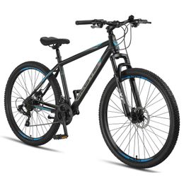 Licorne Bike Guide Premium Mountainbike in 20, 24 und 26 Zoll - Fahrrad f&uuml;r M&auml;dchen, Jungen, Herren und Damen - Shimano 21 Gang-Schaltung, Kinderfahrrad, Kinder Farbe:Schwarz/Blau;Zoll:29.00