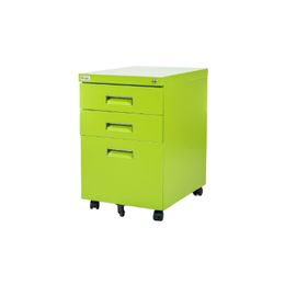 Jet-Line B&uuml;ro Rollcontainer 3 Schubladen Haengeregistratur PAUL gruen B&uuml;rocontainer