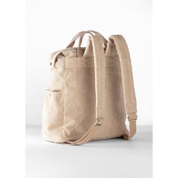 bonprix Rucksack in Cordoptik, beige, Gr.36x30,5 cm, Weicher Rucksack in Cordoptik